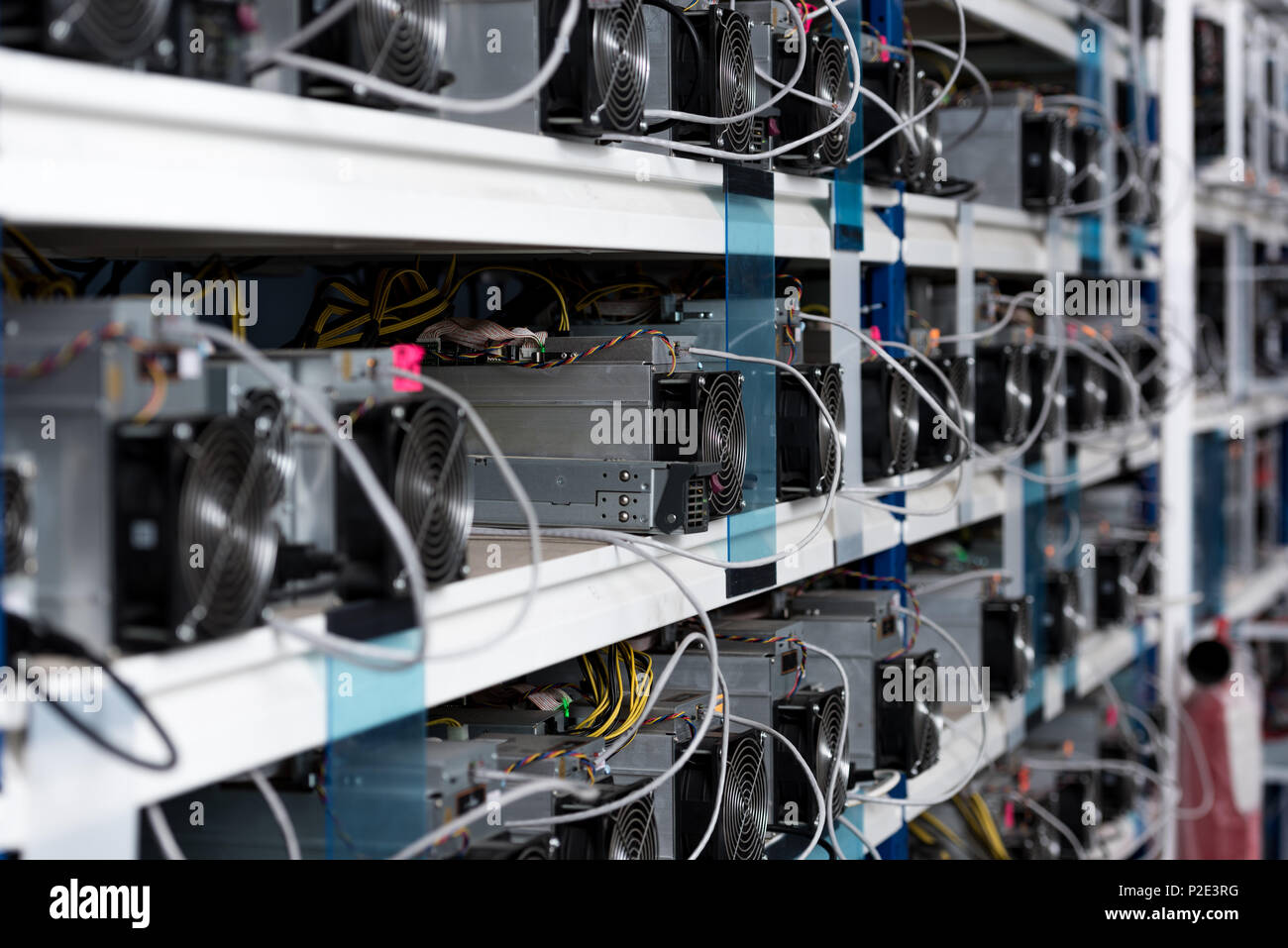 close-up shot of power supply units at ethereum mining farm Stock Photo ...