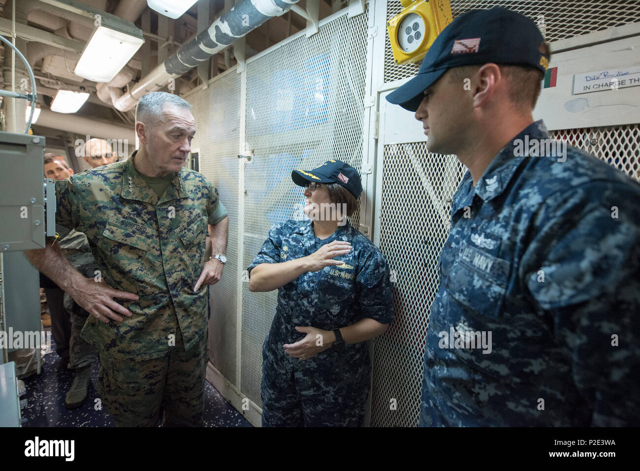 U.S. Navy Cmdr. Jennifer Eaton, Commanding Officer of the USS Barry ...