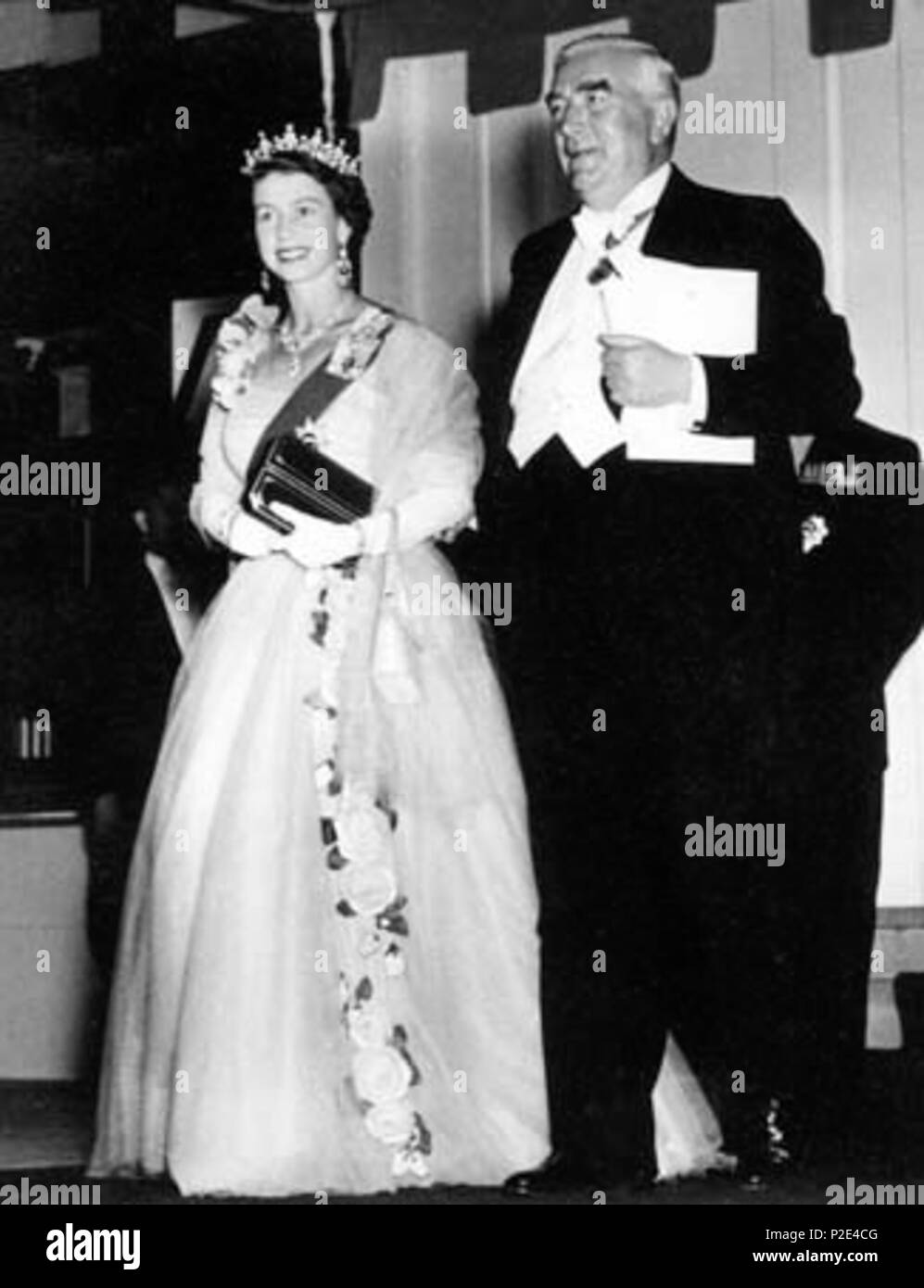 . Photograph of Queen Elizabeth II with Prime Minister Robert Menzies ...
