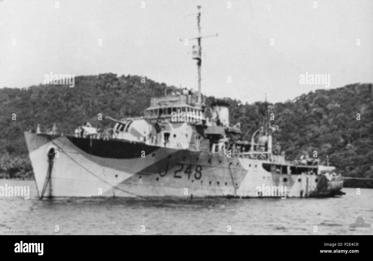. Australian Bathurst class minesweeping corvette HMAS Shepparton. Not ...