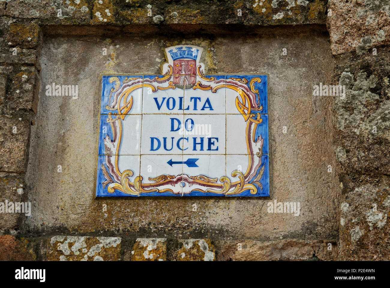 Volta Do Duche. Wonderful old street sign in Sintra, Portugal Stock ...