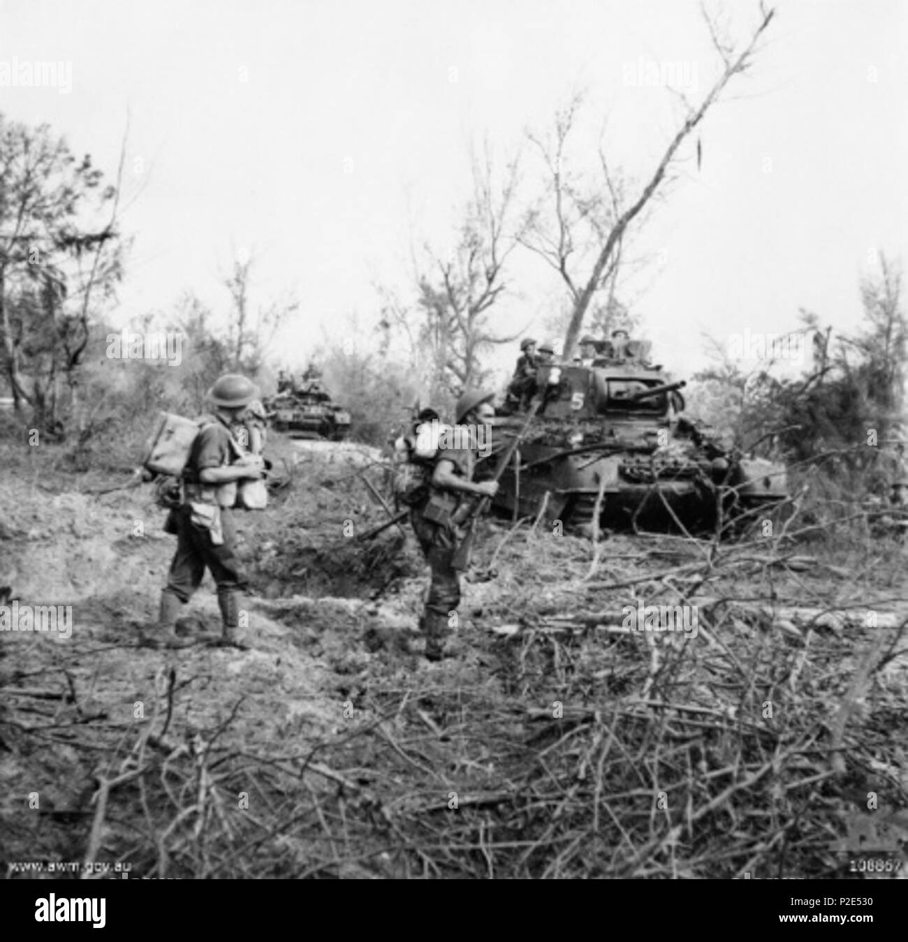 . Matilda II tanks from the Australian 2/9th Armoured Regiment moving ...