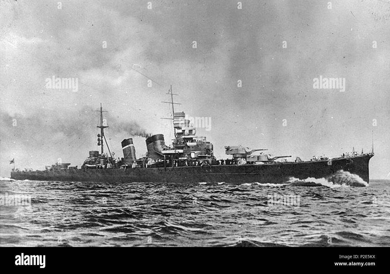 . English: Japanese heavy cruiser Aoba soon after commissioning ...