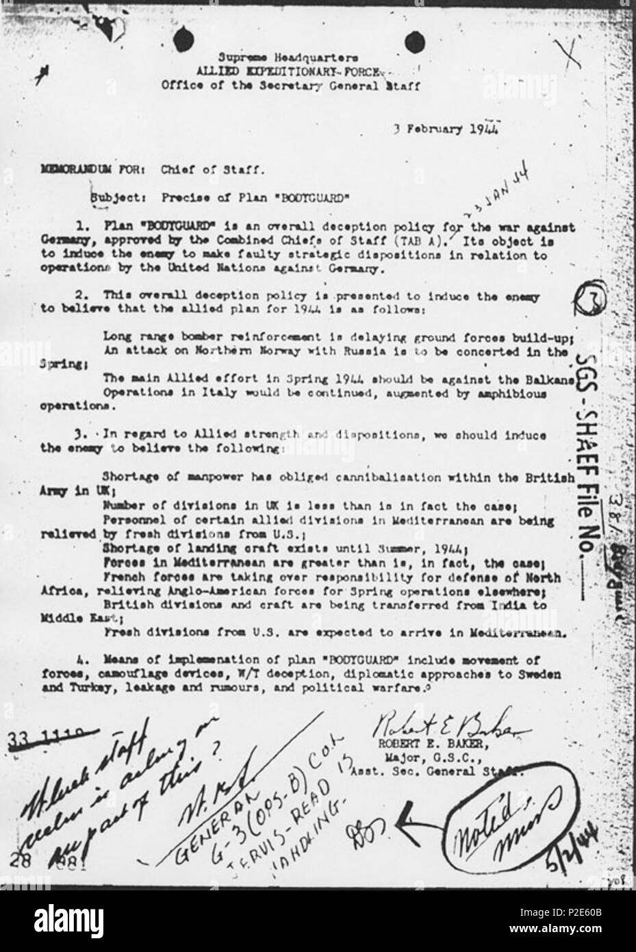 . English: Memorandum relating to en:Operation Bodyguard prepared for ...