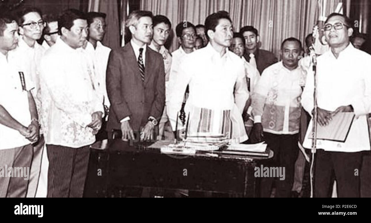 . English: Philippine President Ferdinand E. Marcos with members of the ...