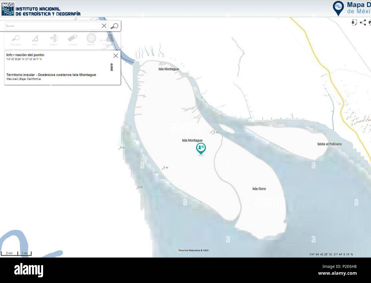 45 Representación cartográfica de la isla Montague, Baja California ...