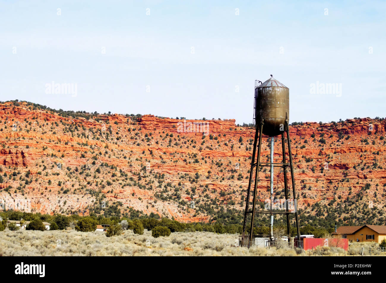 An old retro watertower in the middle of the desert Stock Photo - Alamy