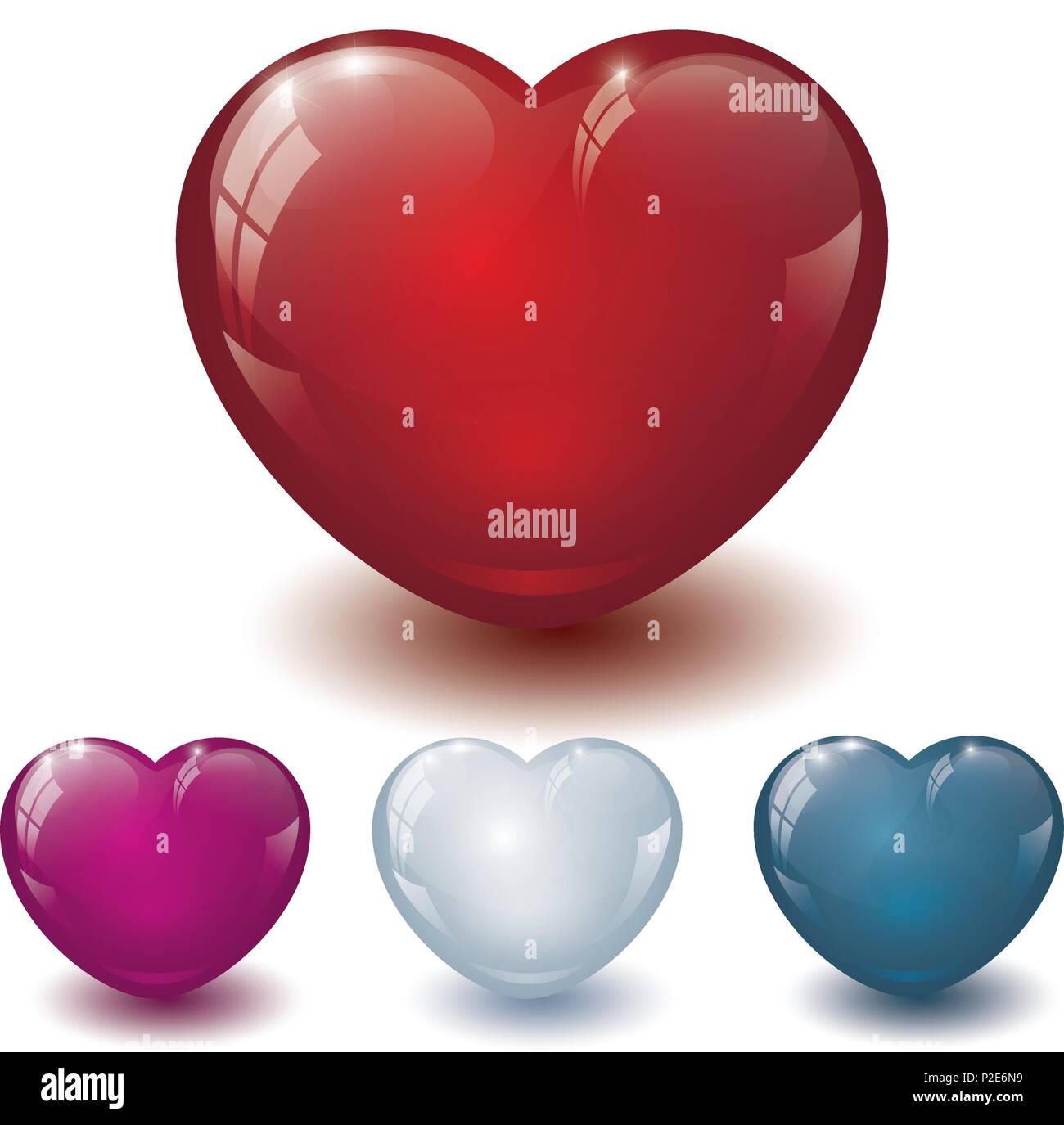 Colored glass heart pattern on white background Stock Vector Image ...