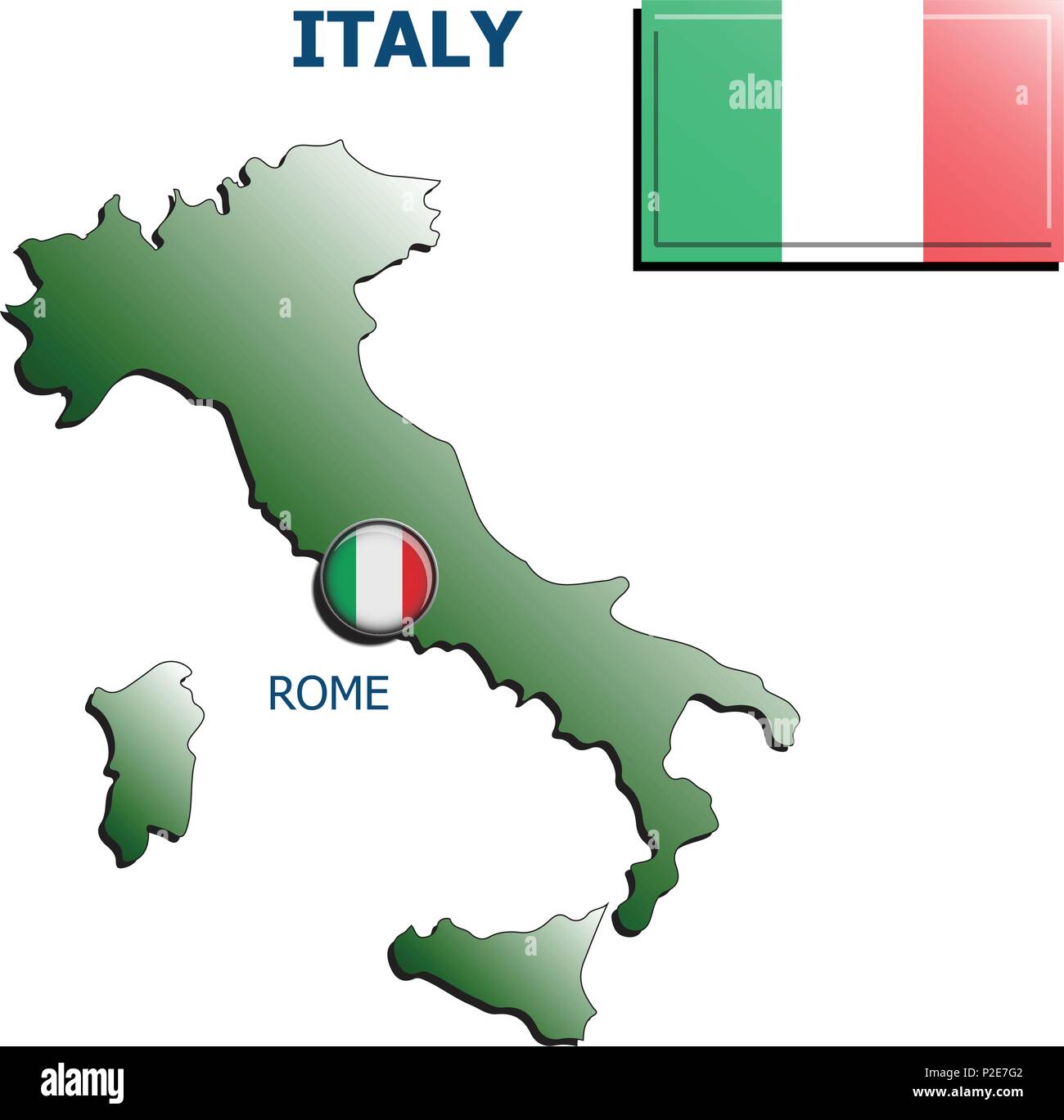 collage map flag badge italy on white background Stock Vector Image ...