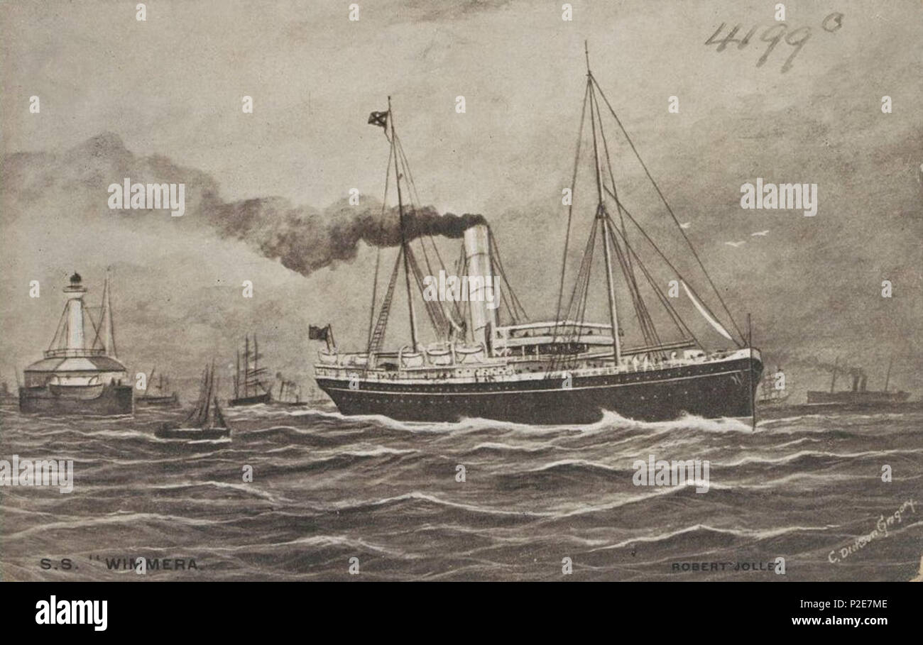 . English: Painting by Charles Dickson Gregory of the 3,022 GRT SS ...