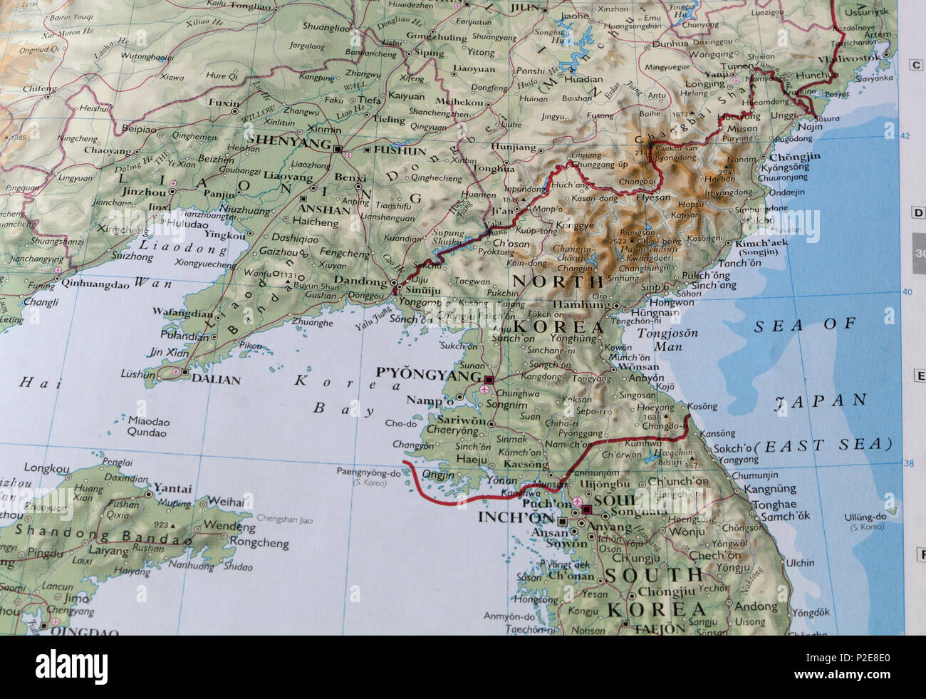 North Korea on a map of Asia Stock Photo - Alamy