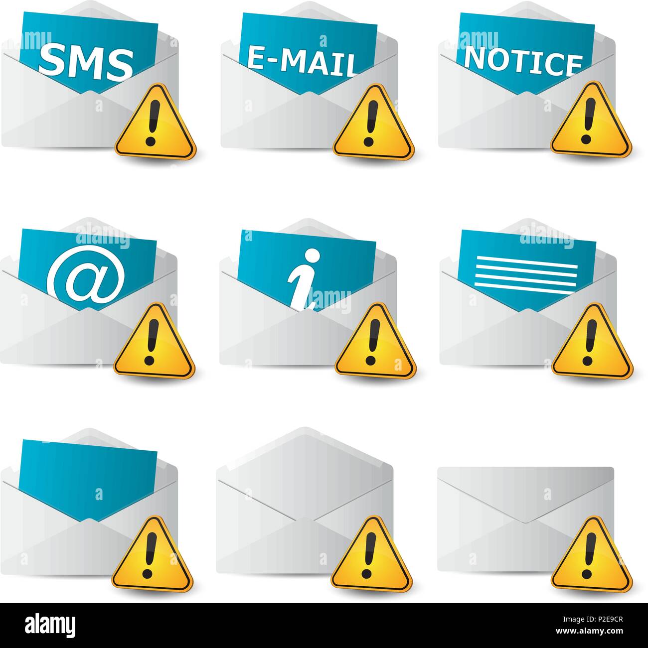 icon convert set 2d with exclamation sign on white background Stock ...