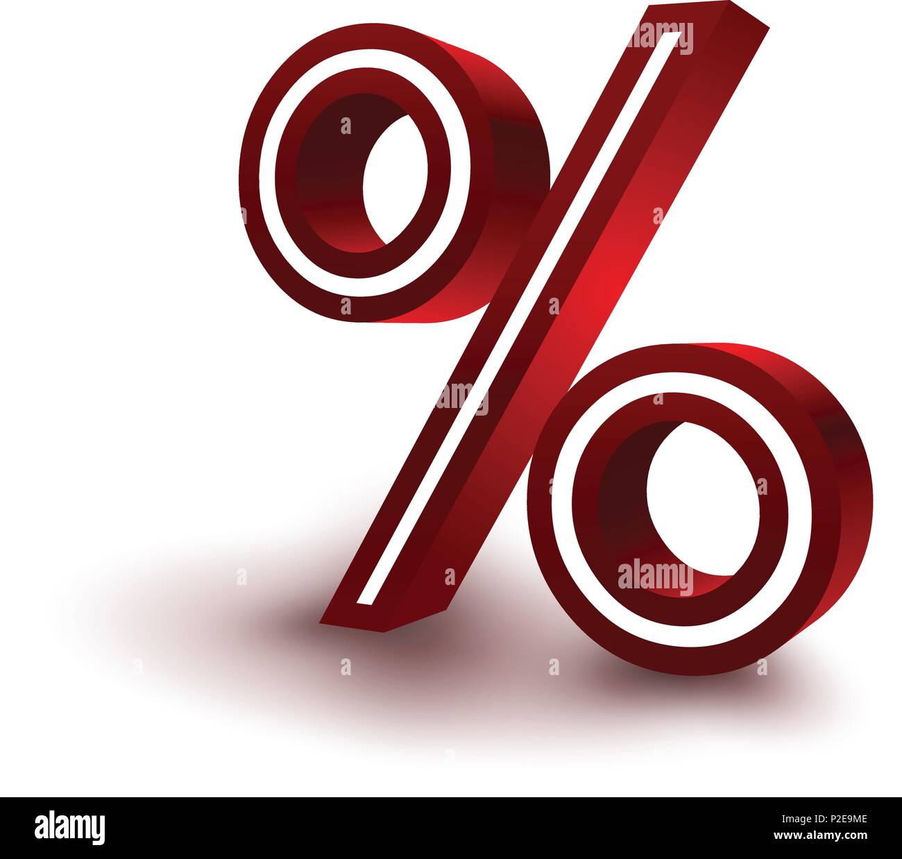 Red symbol 3d percent with shadow on white background Stock Vector ...