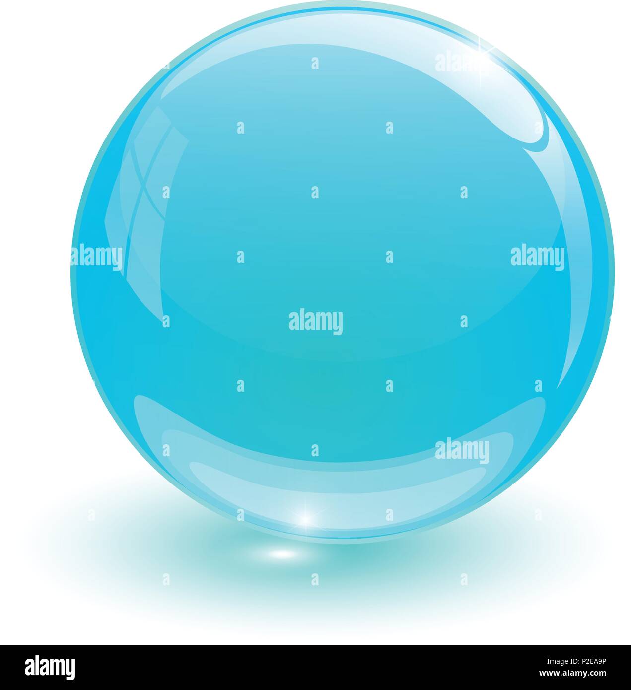 Blue glassy ball on white background Stock Vector Image & Art - Alamy