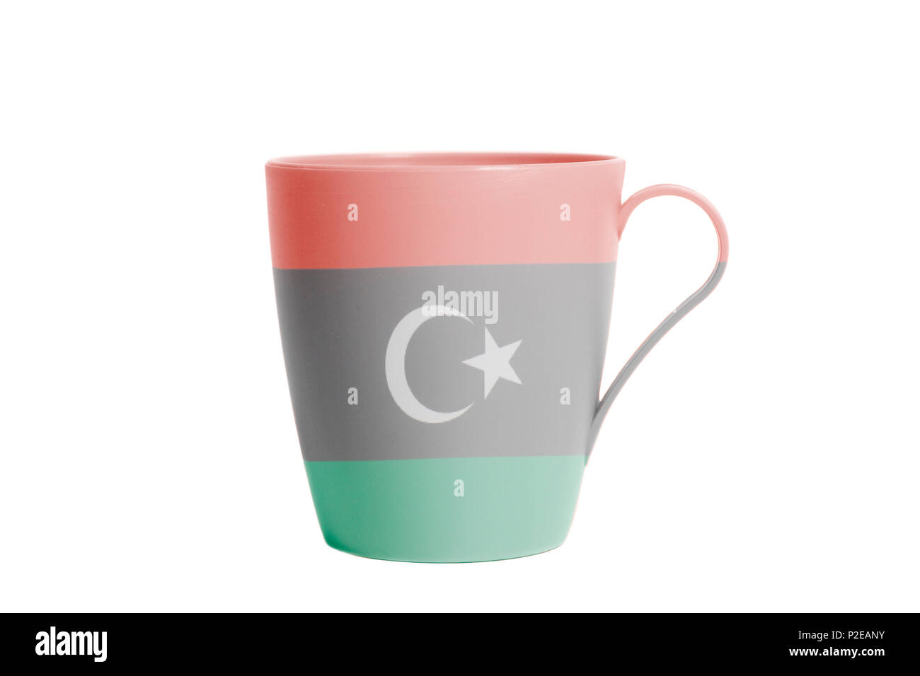 Cup with Flag of Libya isolated on white background Stock Photo - Alamy