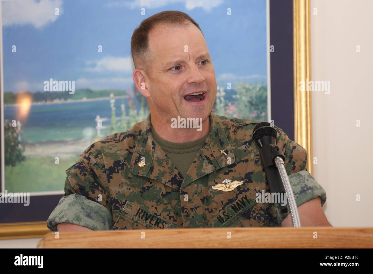U.S. Navy Lt. Cmdr. Ray Rivers, group command chaplain, Marine Aircraft ...