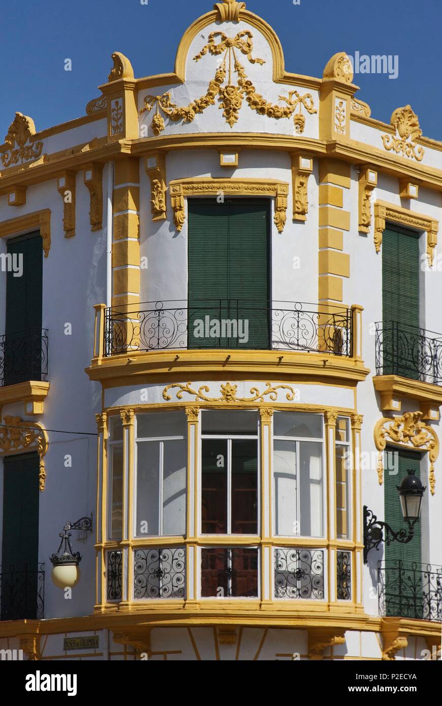 Spain, Andalusia, Priego de Cordoba, Baroque façade of a bourgeois ...