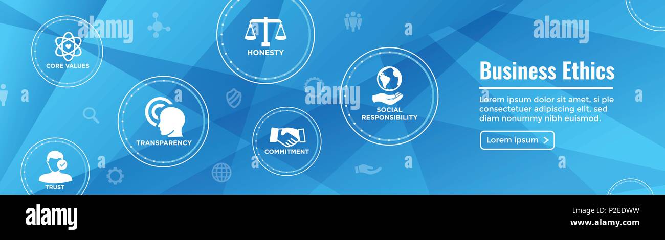 Business Ethics Web Banner Icon Set - Honesty, Integrity, Commitment ...