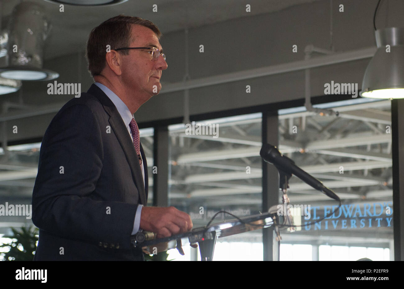 Defense Secretary, Ash Carter, speaks to innovation leaders during a ...