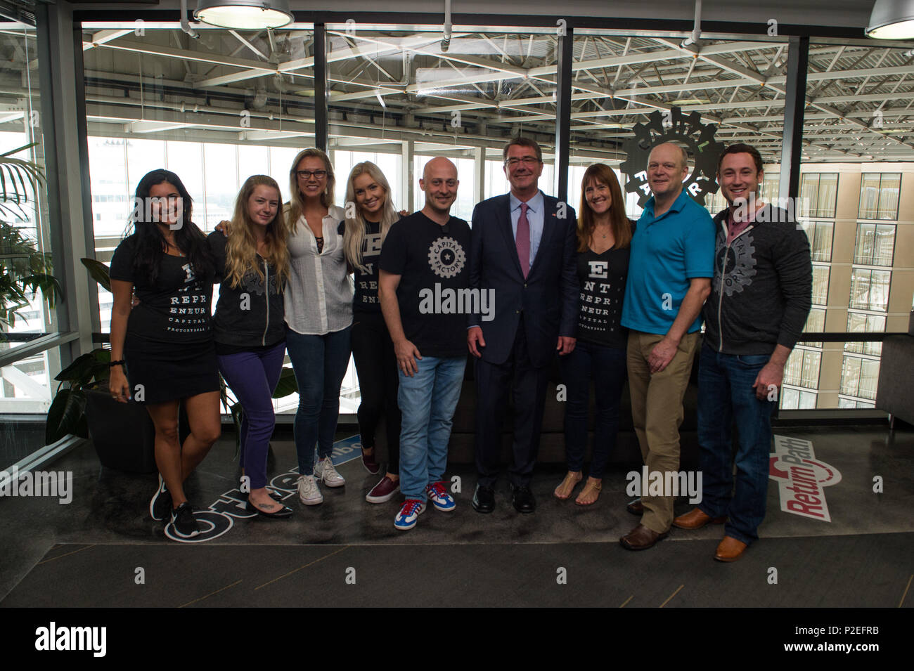 Defense Secretary, Ash Carter, stands for a photo during a visit to ...