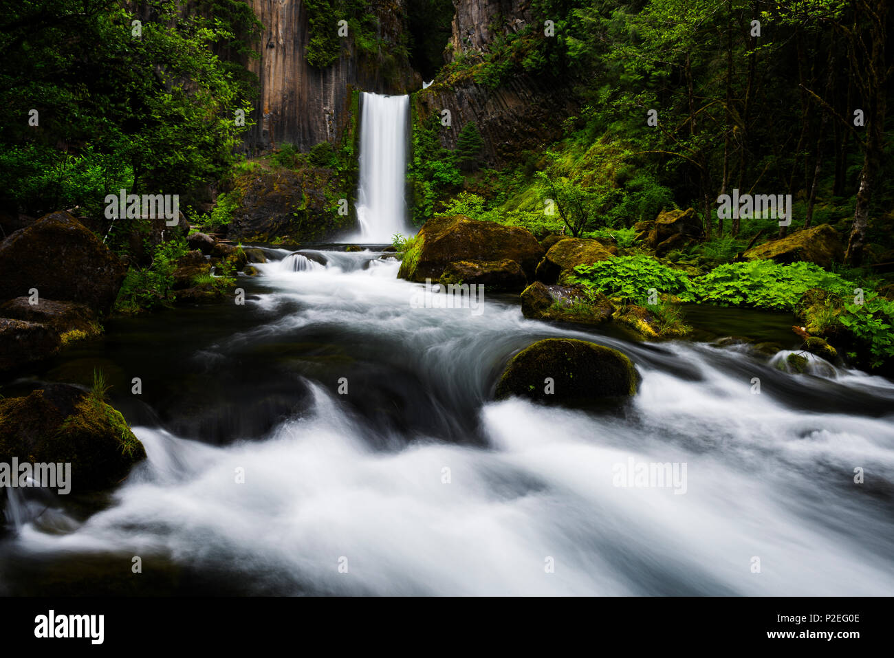 Toketee Falls in Souther Oregon has a spectacular display of columnar ...