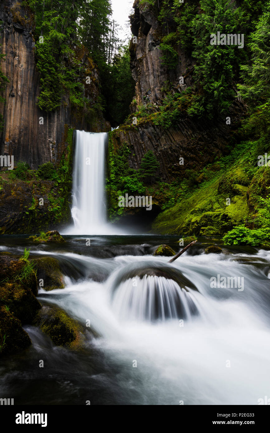Toketee Falls in Souther Oregon has a spectacular display of columnar ...