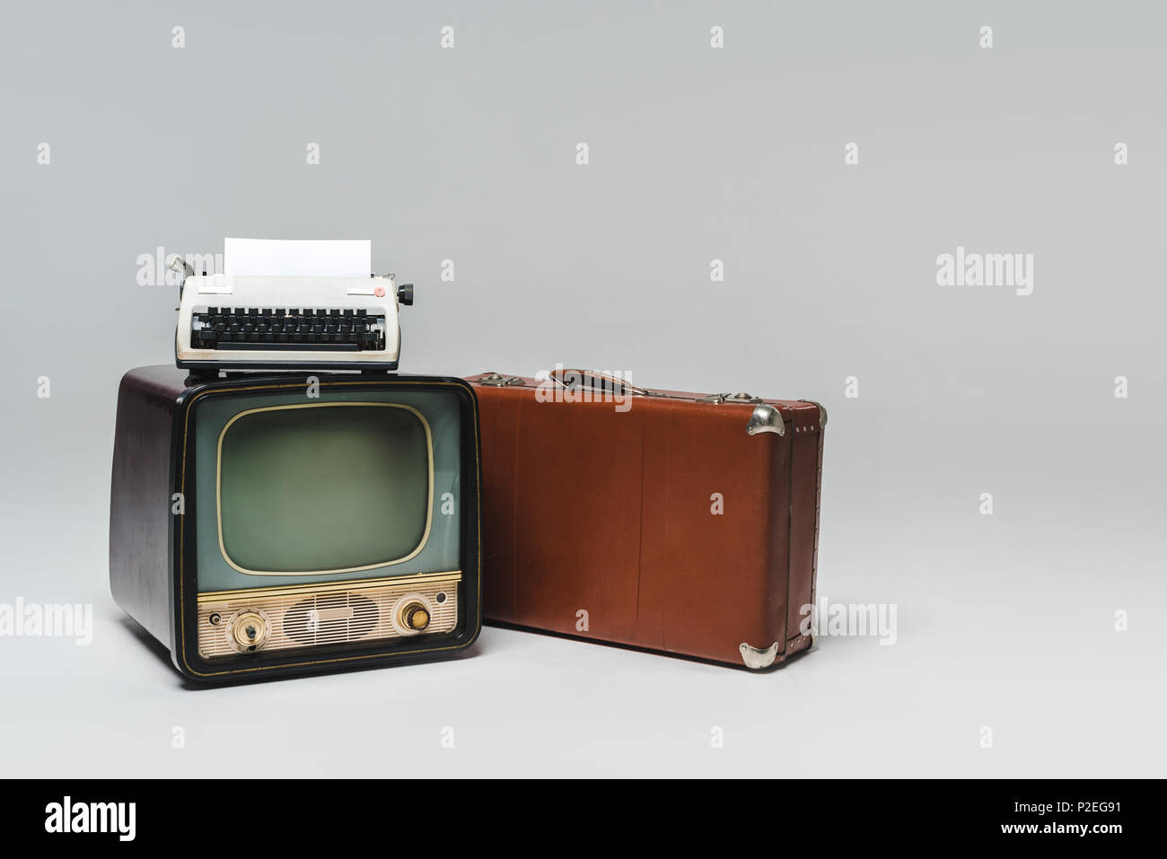 vintage tv on grey Stock Photo - Alamy