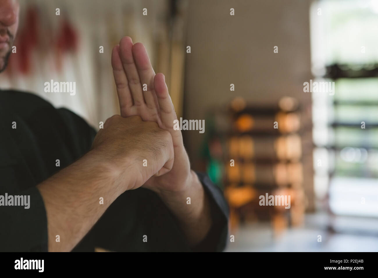 Praying Hands With Kung Fu Stance