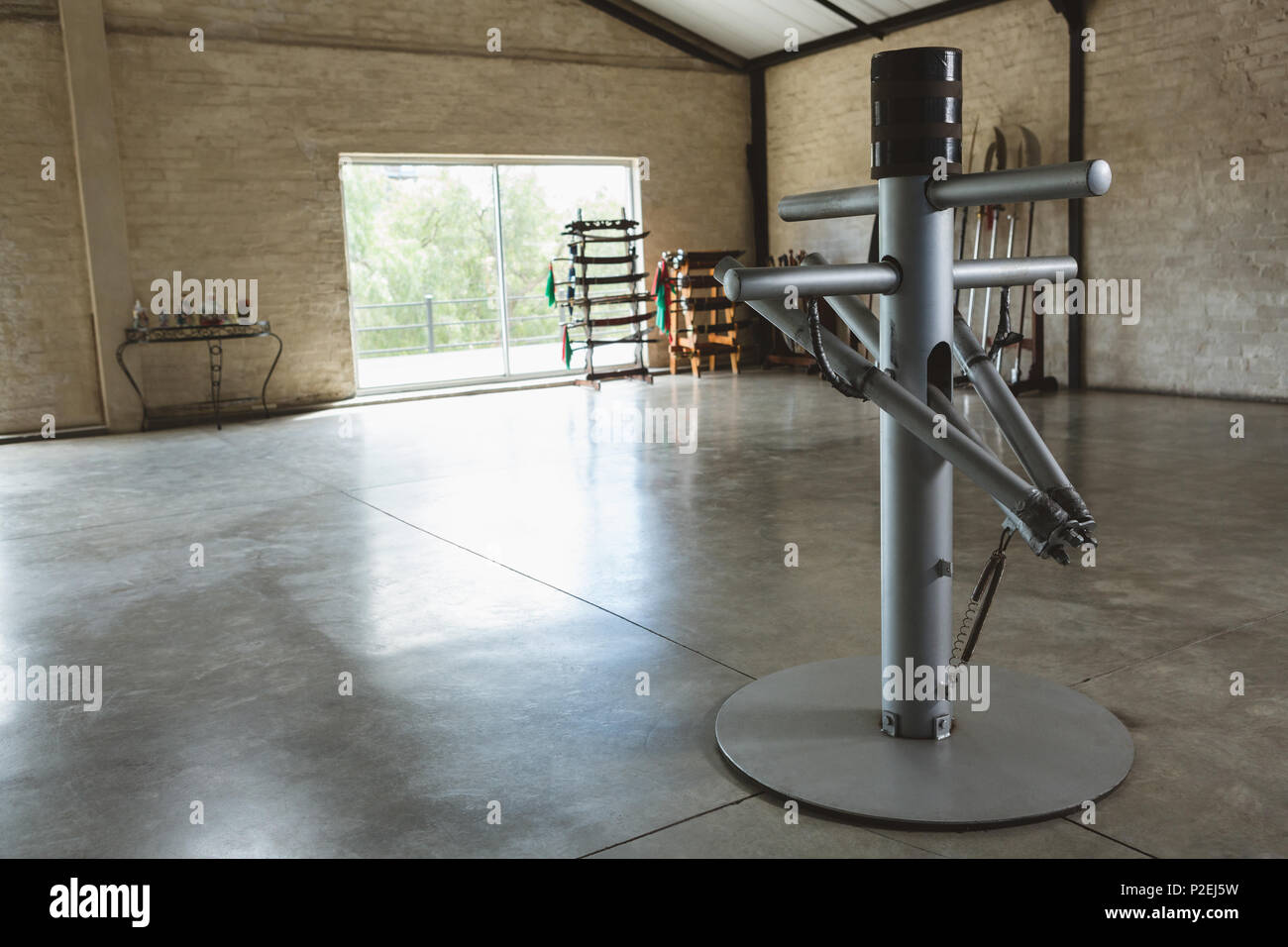 Wooden dummy in the fitness studio Stock Photo - Alamy