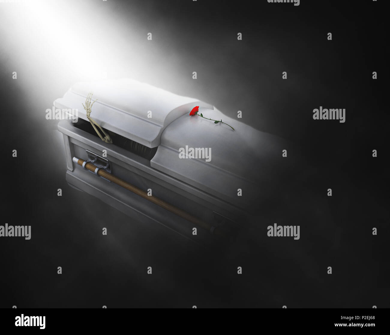 3D render of skeleton emerging from a coffin Stock Photo - Alamy