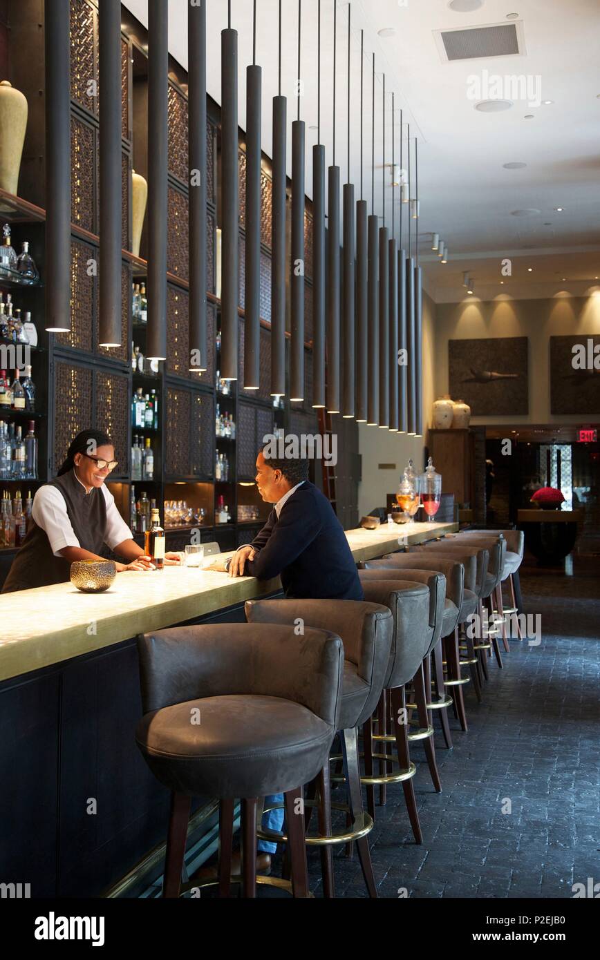 United States, Florida, Miami, Bar of the Setai hotel, on Collins ...