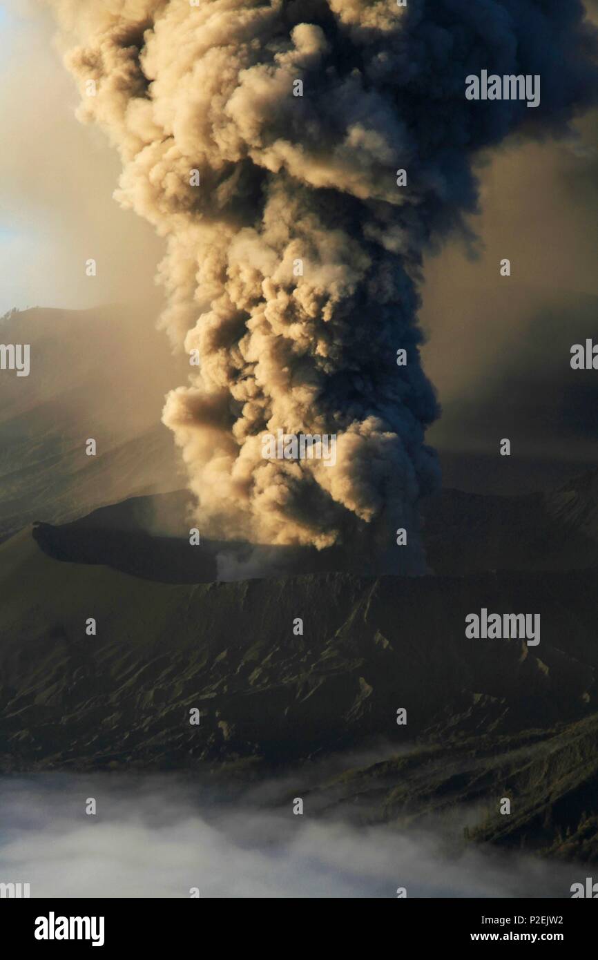 Indonesia, Java, volcanos of East Java, Bromo volcano eruption in the ...