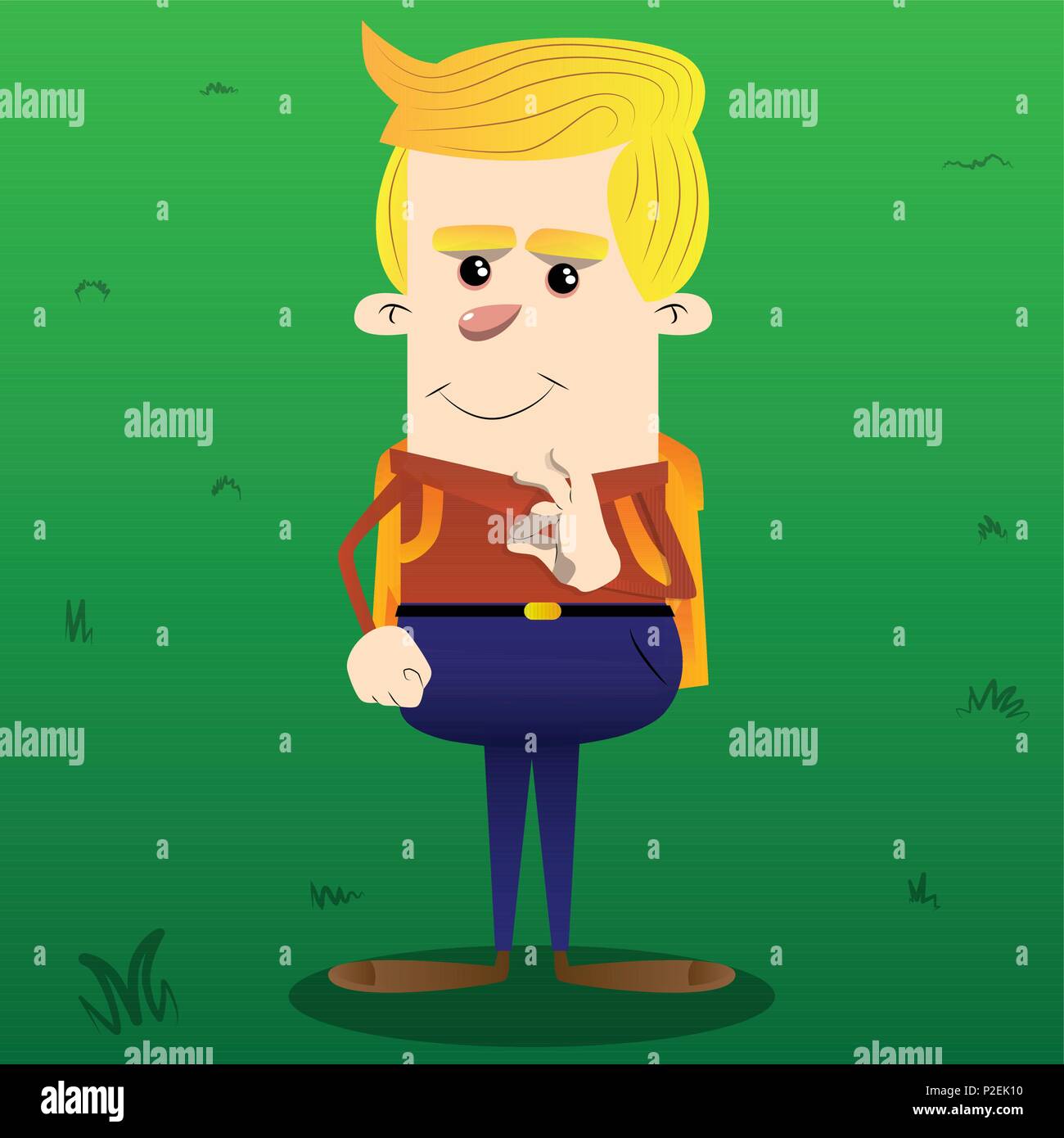 Schoolboy showing ok sign. Vector cartoon character illustration Stock ...