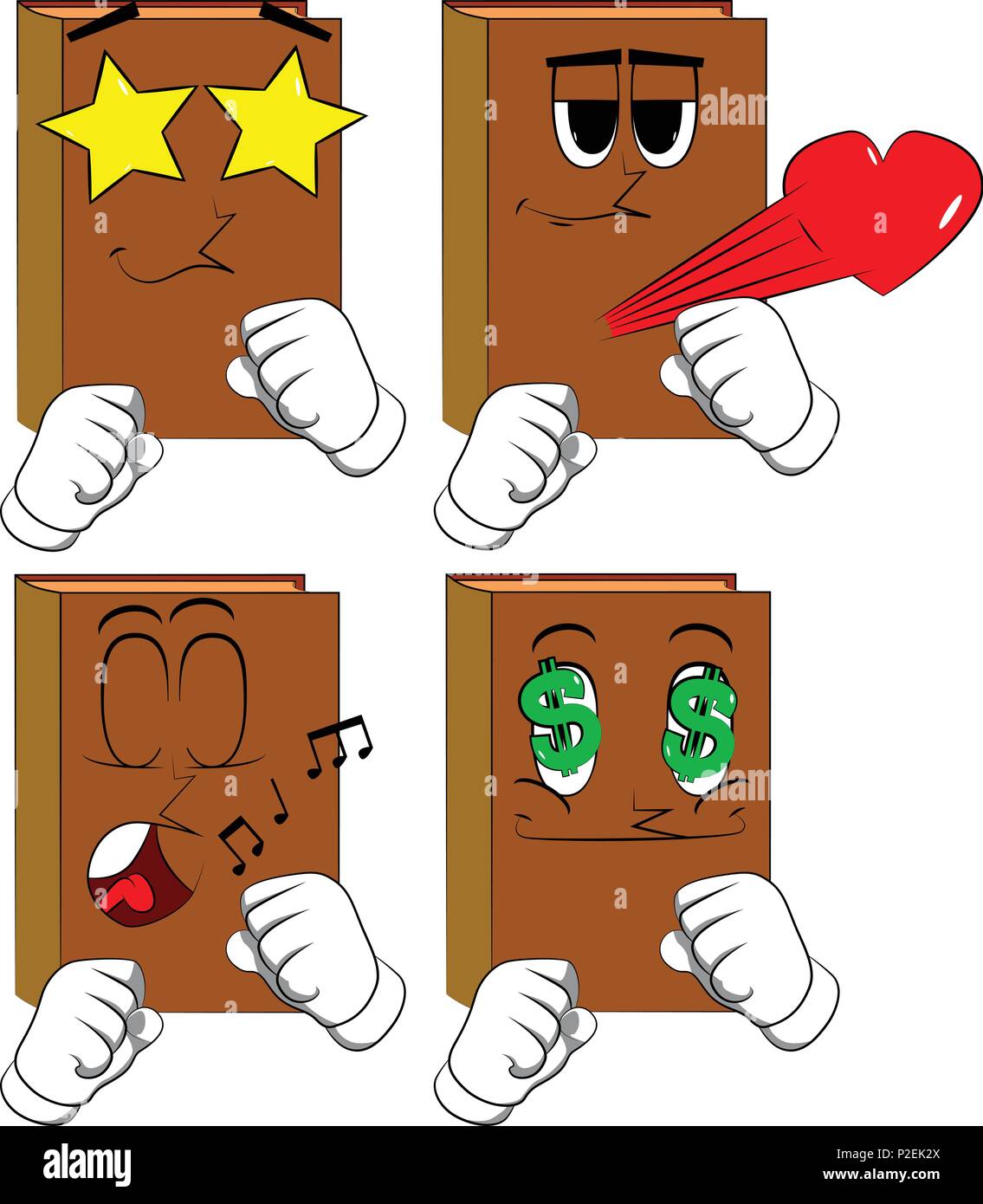 Books holding his fists in front of him ready to fight. Cartoon book ...