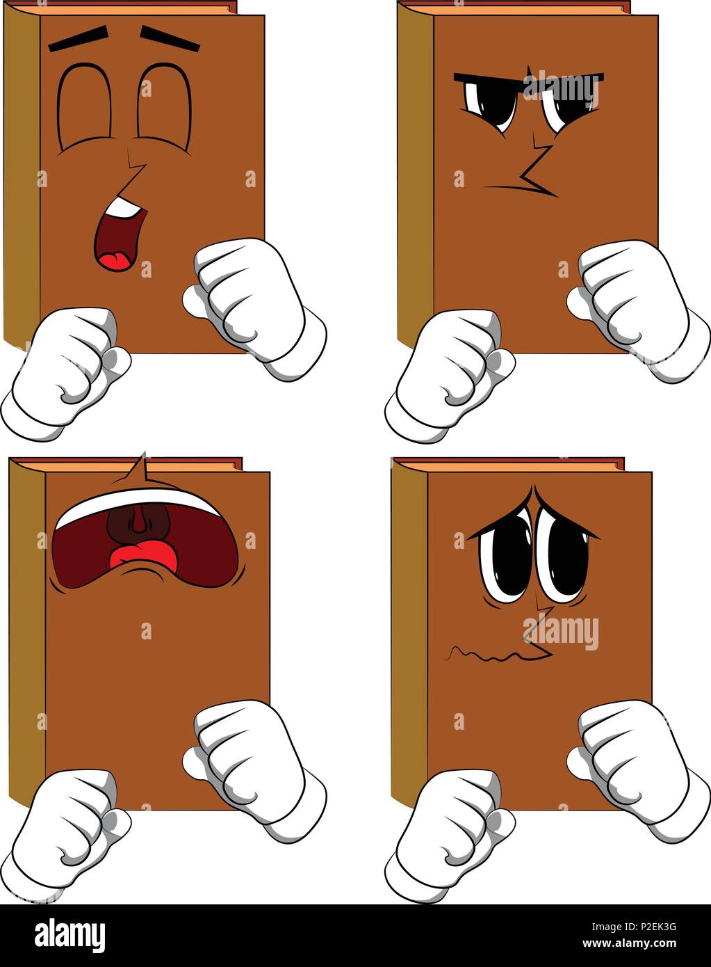Books holding his fists in front of him ready to fight. Cartoon book ...