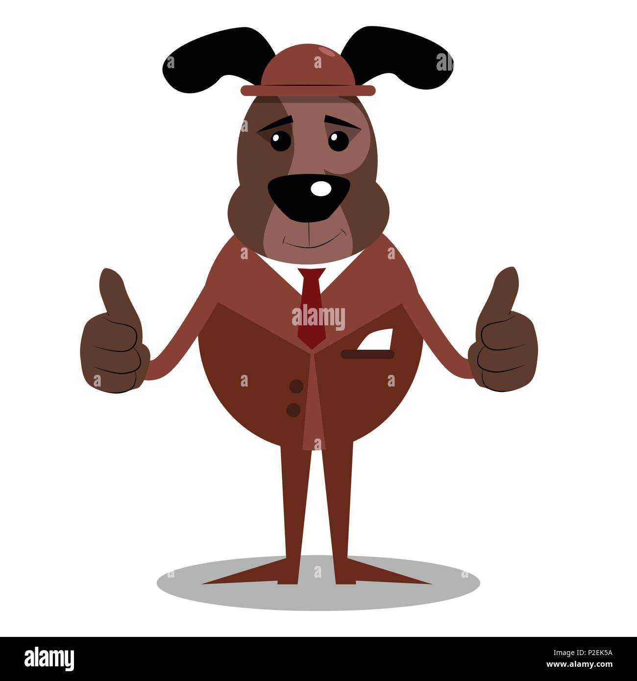 Cartoon illustrated dog making thumbs up sign with two hands Stock ...