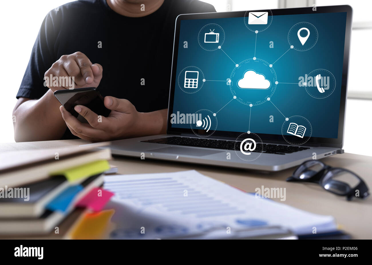 Cloud Computing diagram Network Data Storage Technology Service Stock ...