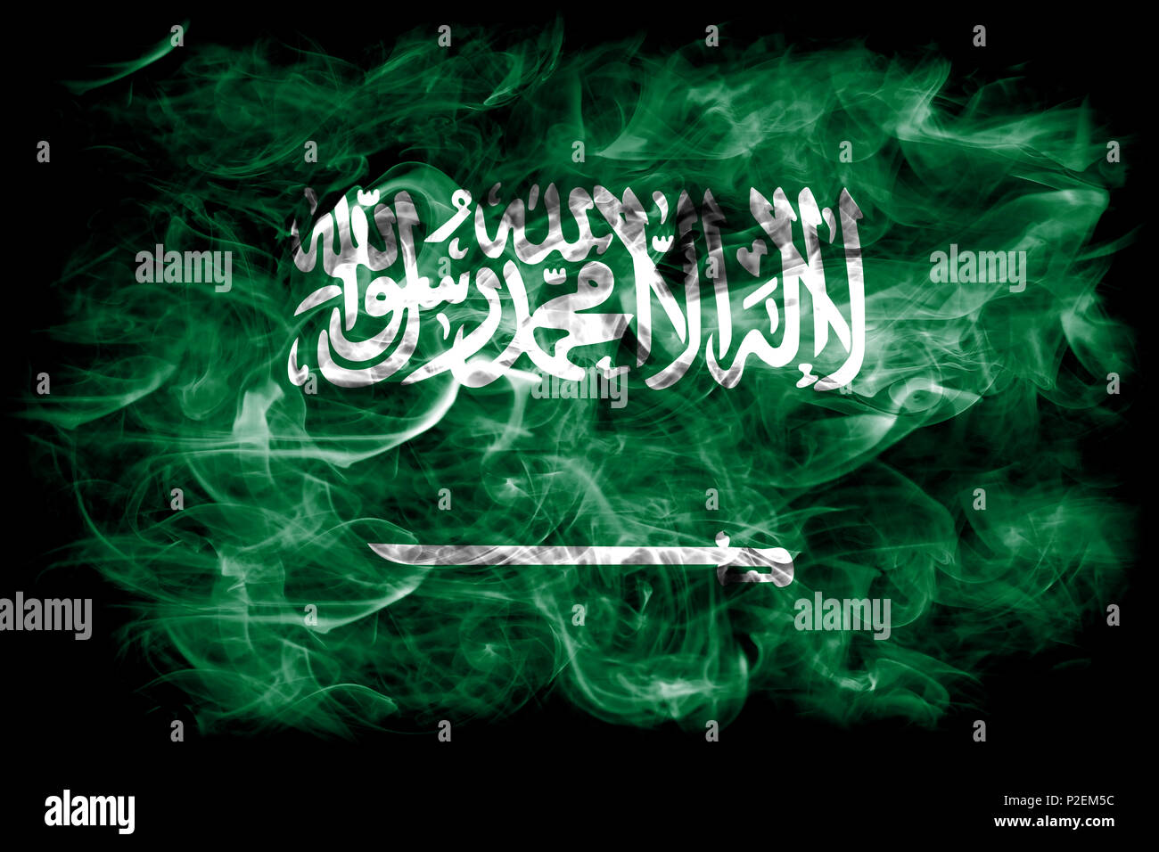 Saudi Arabia smoke flag Stock Photo - Alamy