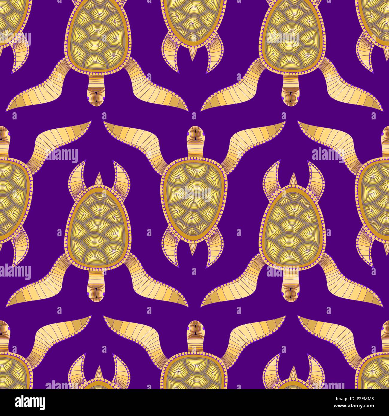 seamless pattern with turtles. Stylized sea turtle. Vector illustration ...