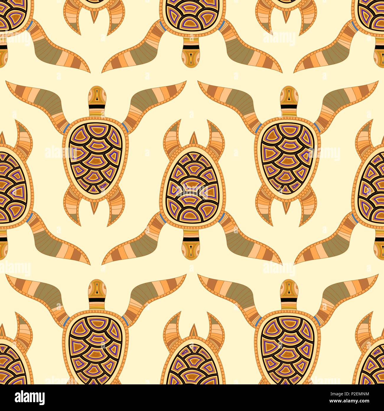 seamless pattern with turtles. Stylized sea turtle. Vector illustration ...