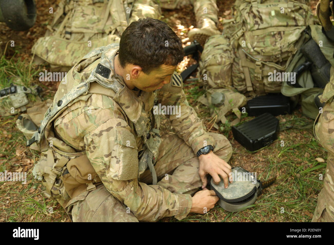 A U.S. Soldier of Charlie Company, 1st Battalion, 30th Infantry ...
