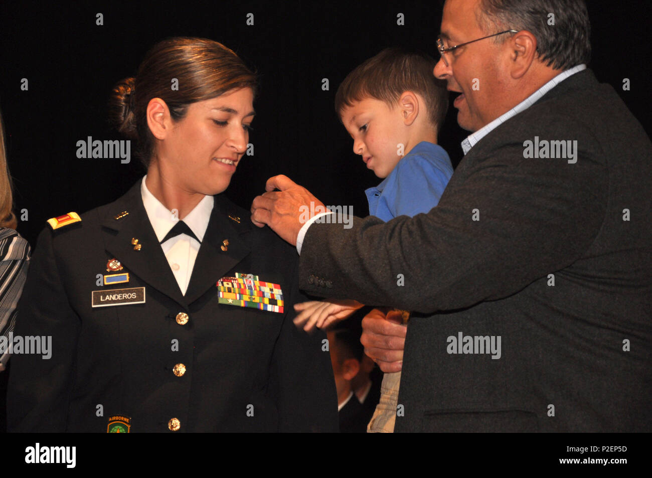 Second Lt. Lisa Landeros is pinned on her new rank during the Officer ...