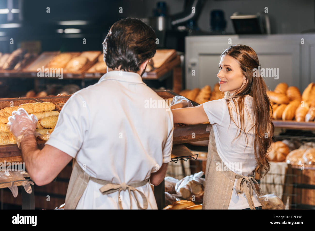 Man woman bakers bakery shop hi-res stock photography and images - Alamy