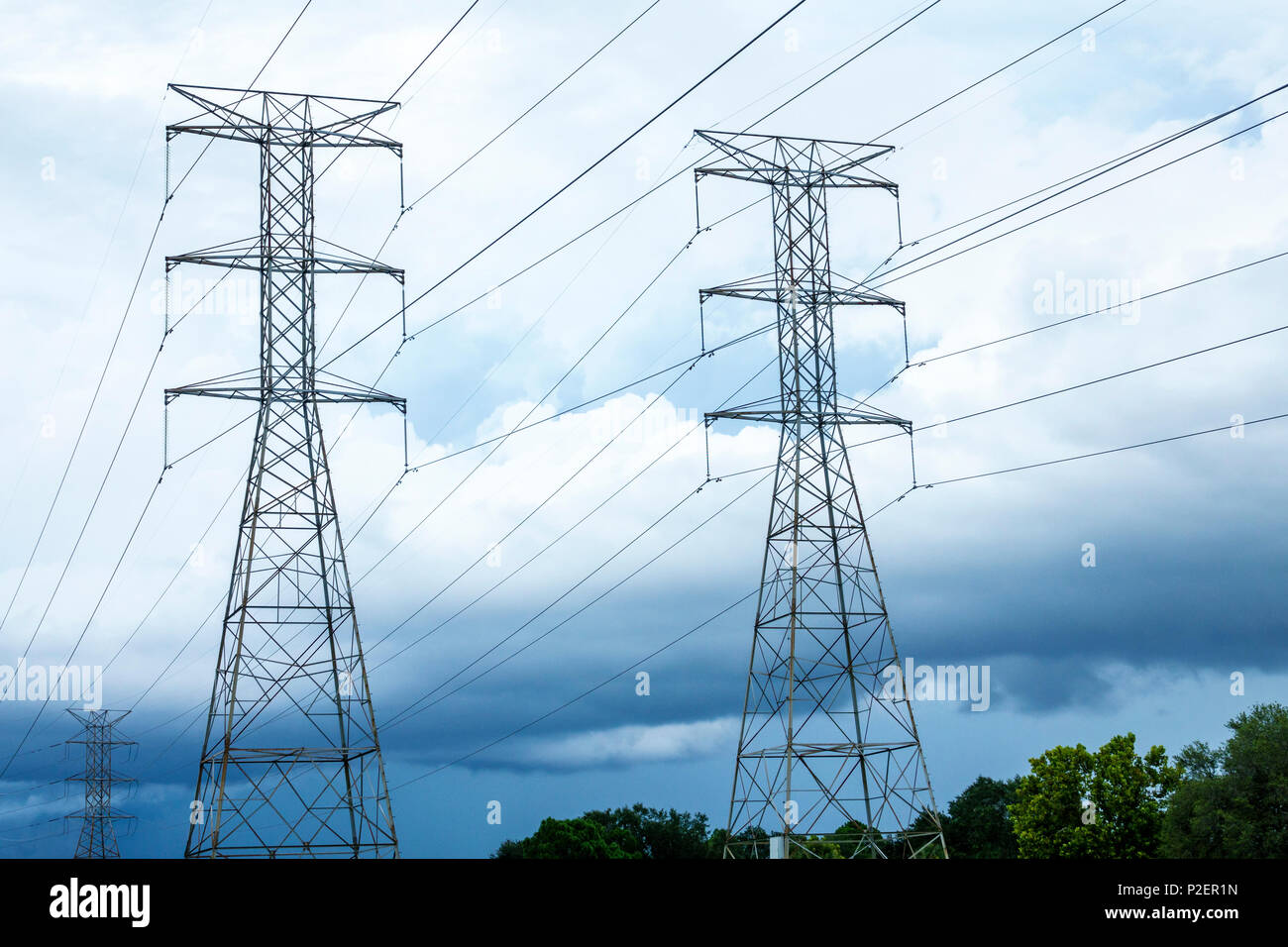 Power lines with poles hi-res stock photography and images - Alamy