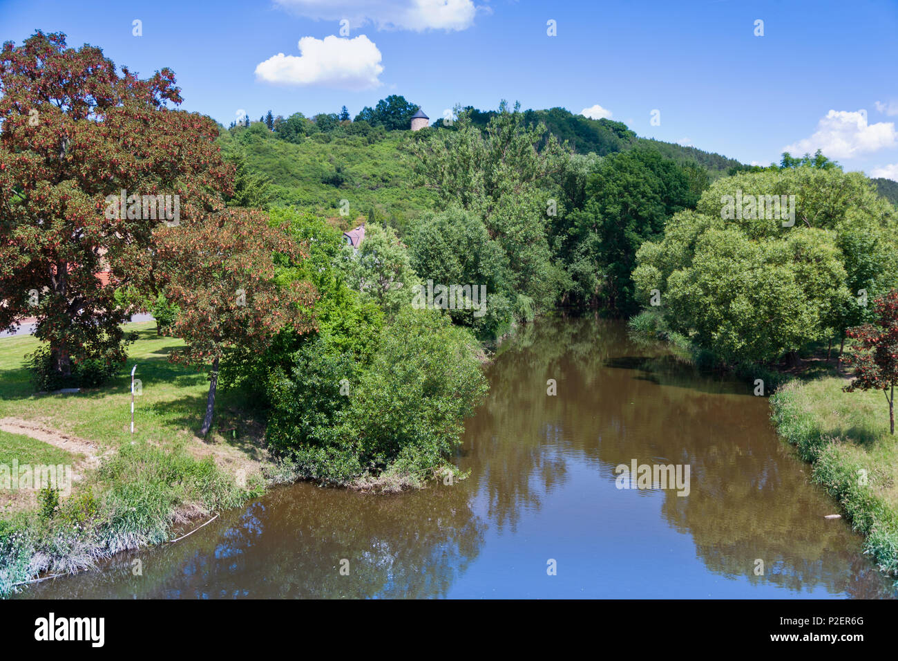 řeka Úslava, rotunda a hradiště, Starý Plzenec, Plzeňský kraj, Ceska ...
