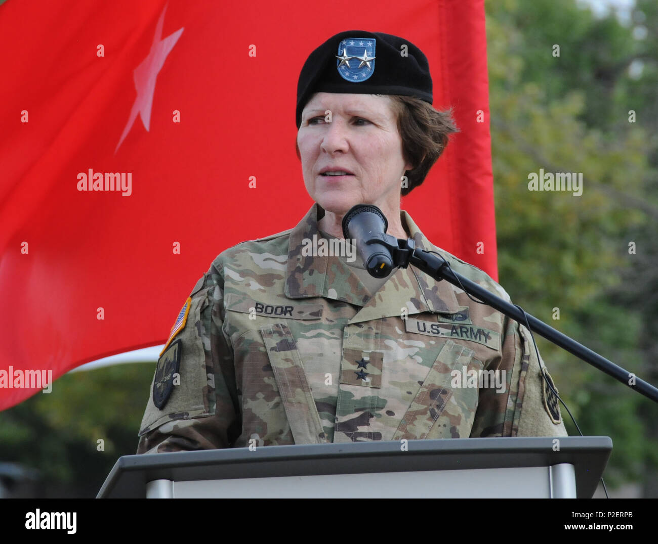Maj. Gen. Margaret W. Boor, outgoing commander of the Army Reserve’s ...