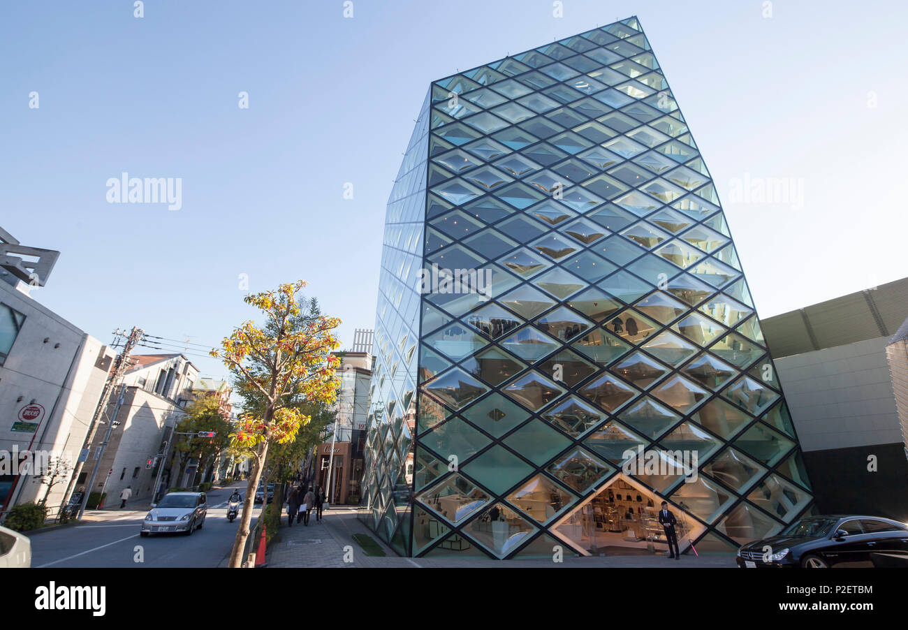 Shopping Street with famous architecture, luxury shops and car in ...