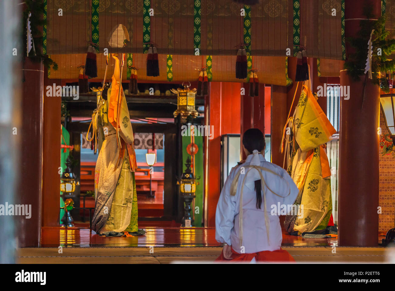 Temple dancer at Futurasan Shrine in Nikko, Tochigi Prefecture, Japan ...