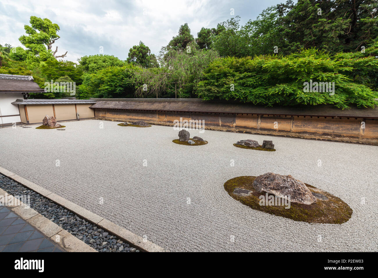 Famous stone garden of temple Ryoan-ji, Kyoto, Japan Stock Photo - Alamy
