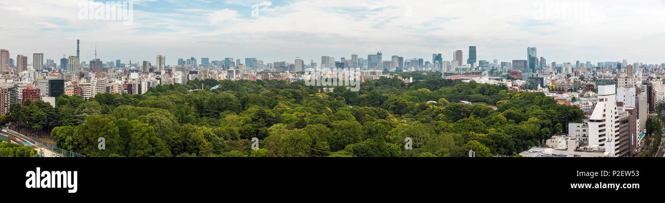 Tokyo Skyline with green Shinjuku Gyoen, Shinjuku, Tokyo, Japan Stock ...